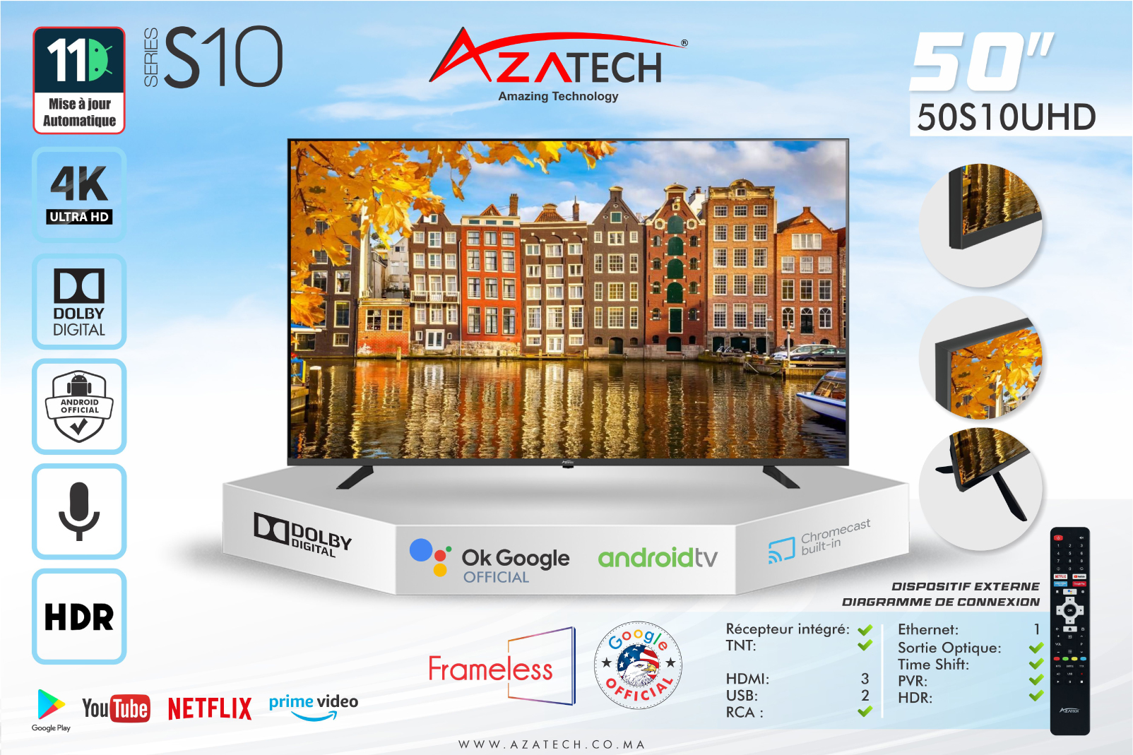 50S10UHD – GOOGLE TV OFFICIEL ULTRA HD - 4K - AZATECH
