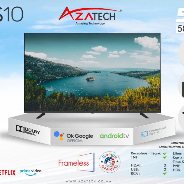32H2 TV AZATECH 32" Frameless HD - Récepteur Intégré - AZATECH